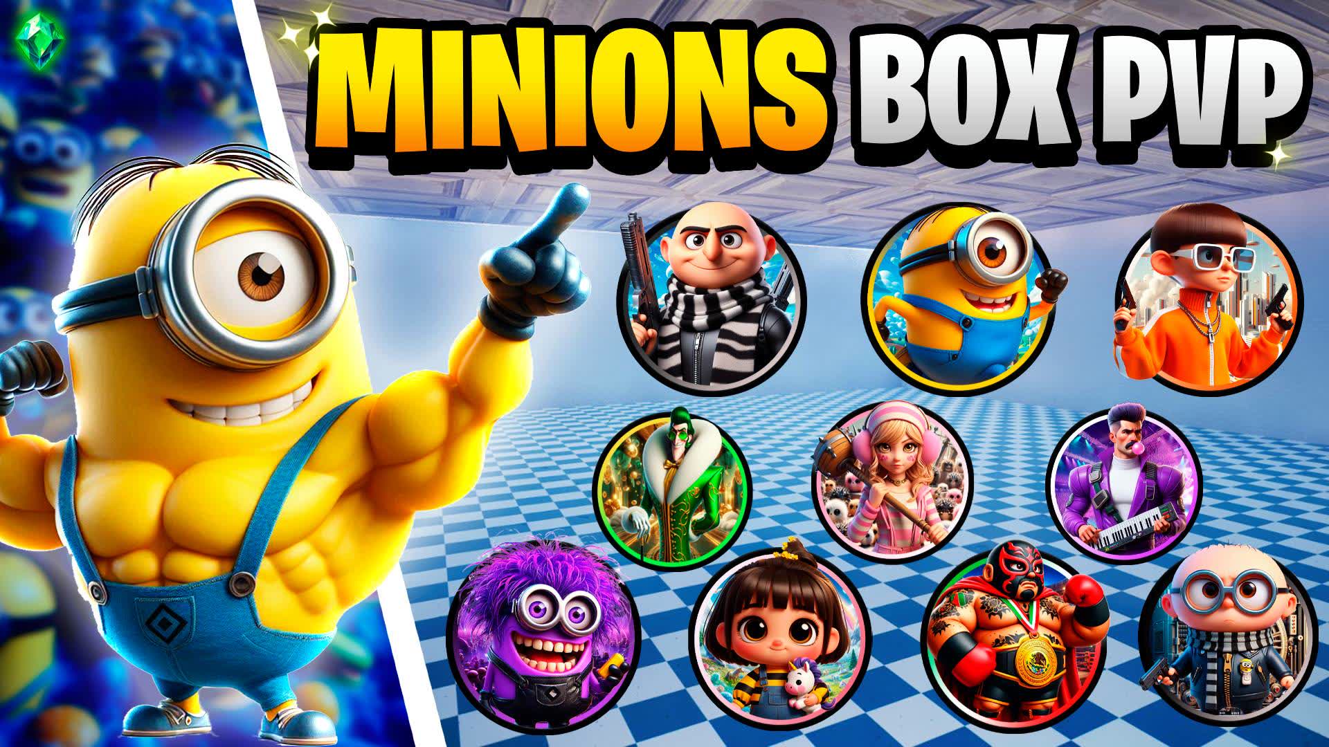 🤓MINIONS BOX PVP📦 [ jadestudios ] – Fortnite Creative Map Code